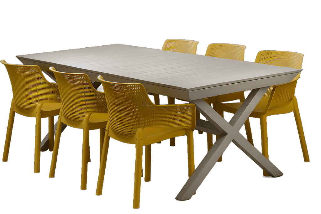 Keter Barcelona Elisa Extendable Dining Set - Cappuccino / Mustard ...