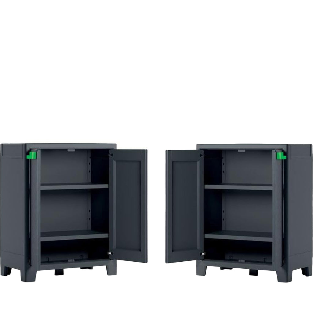 2 x Keter Moby Low Indoor-Storage Cabinets – Keter Australia